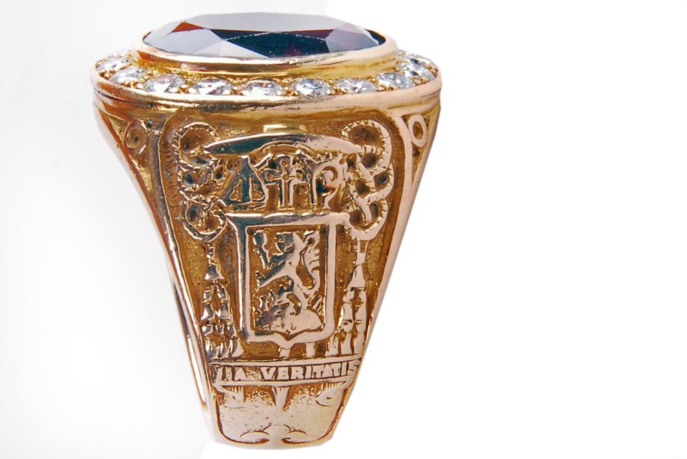 14K Gold 8.70 CT Garnet and Diamond Catholic Bishops Ring | EBTH