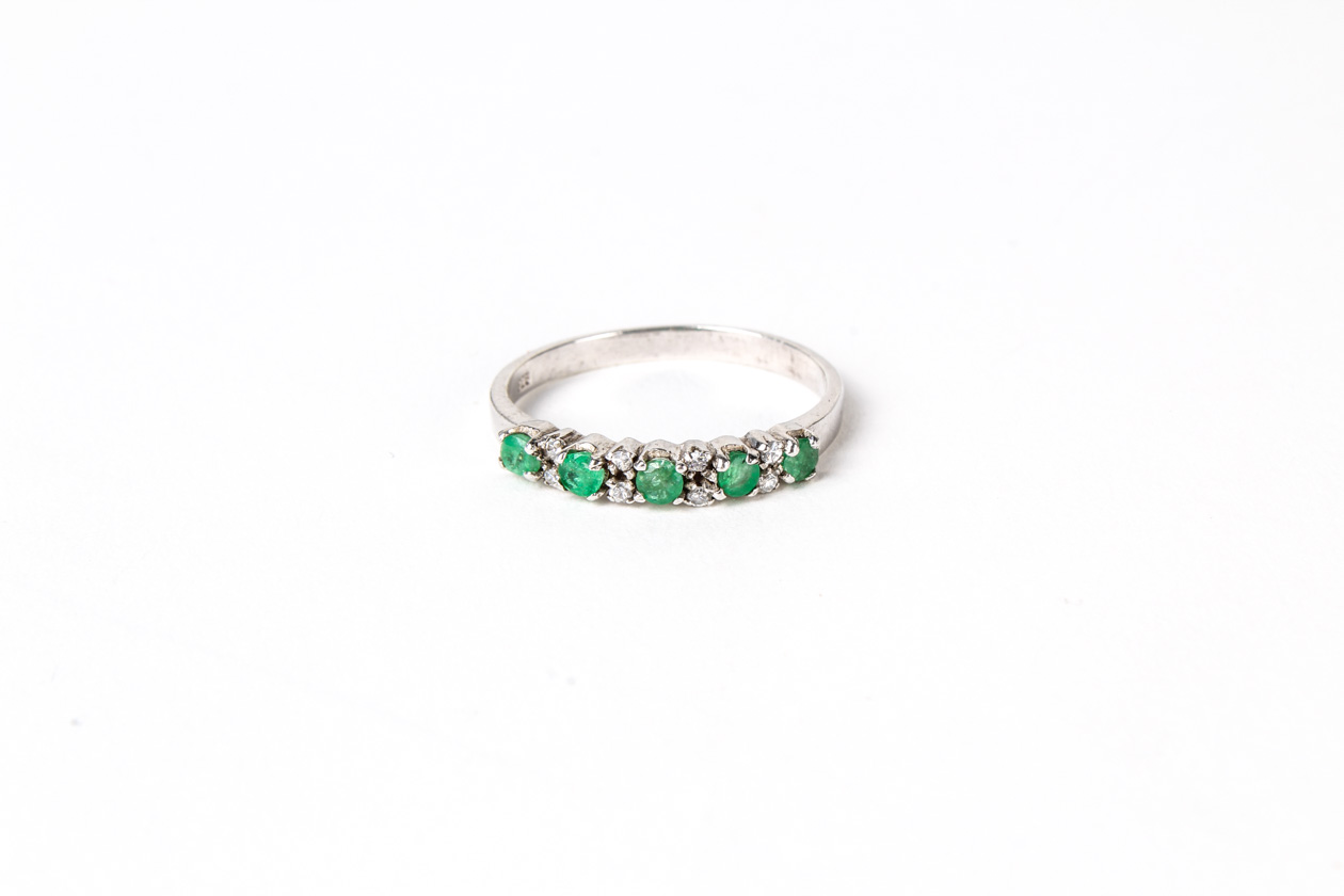 Pair of Sterling Silver, Emerald, and Ruby Rings | EBTH