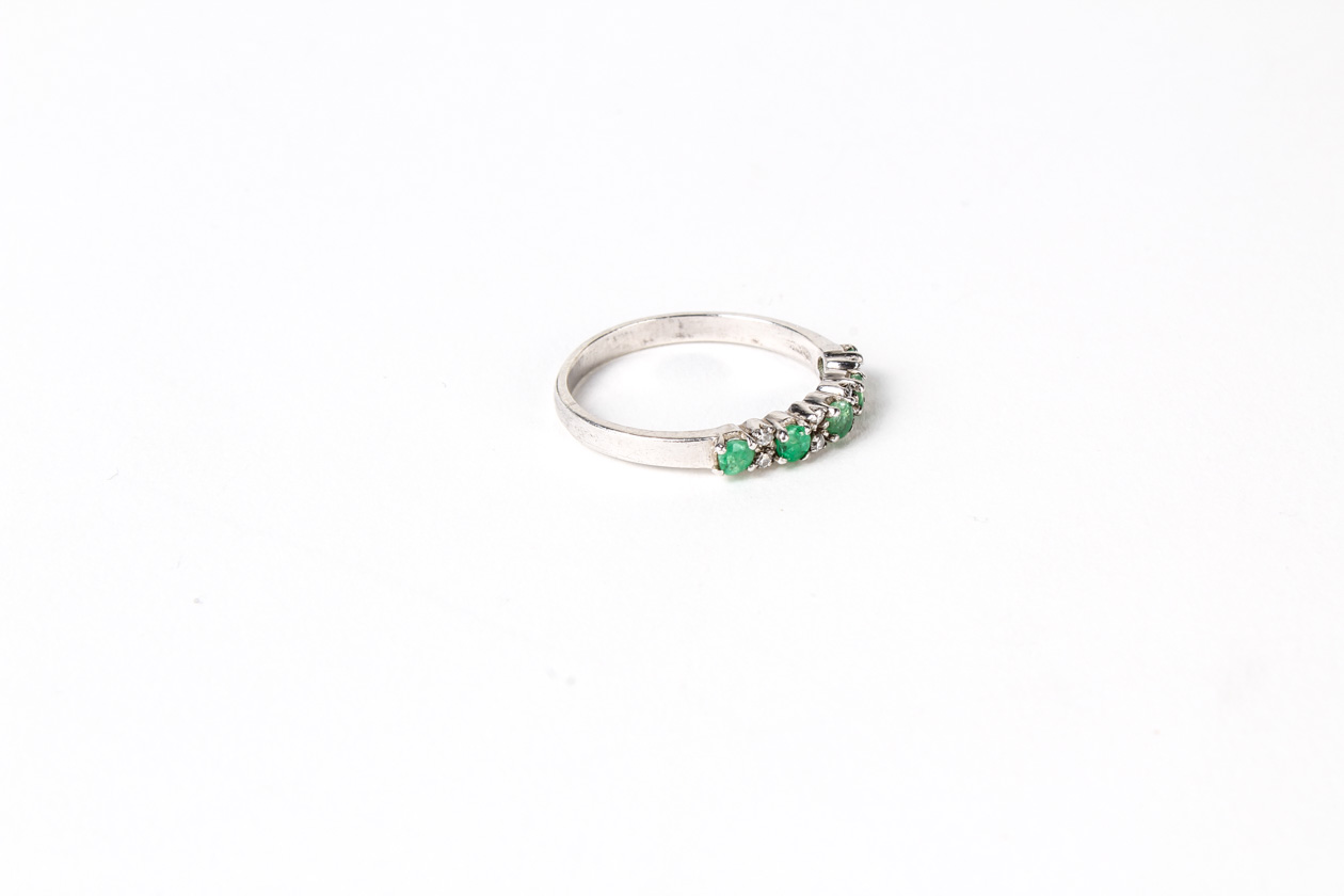 Pair of Sterling Silver, Emerald, and Ruby Rings | EBTH