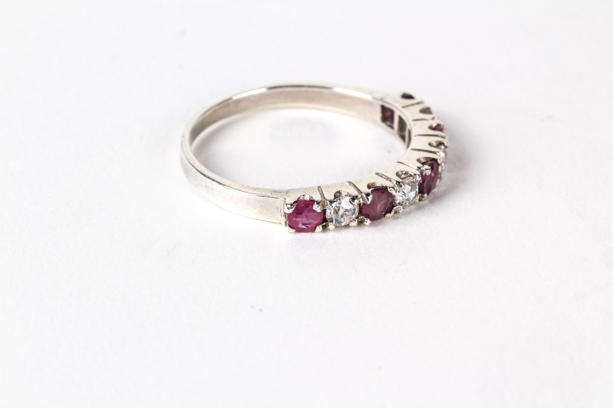 Pair of Sterling Silver, Emerald, and Ruby Rings | EBTH