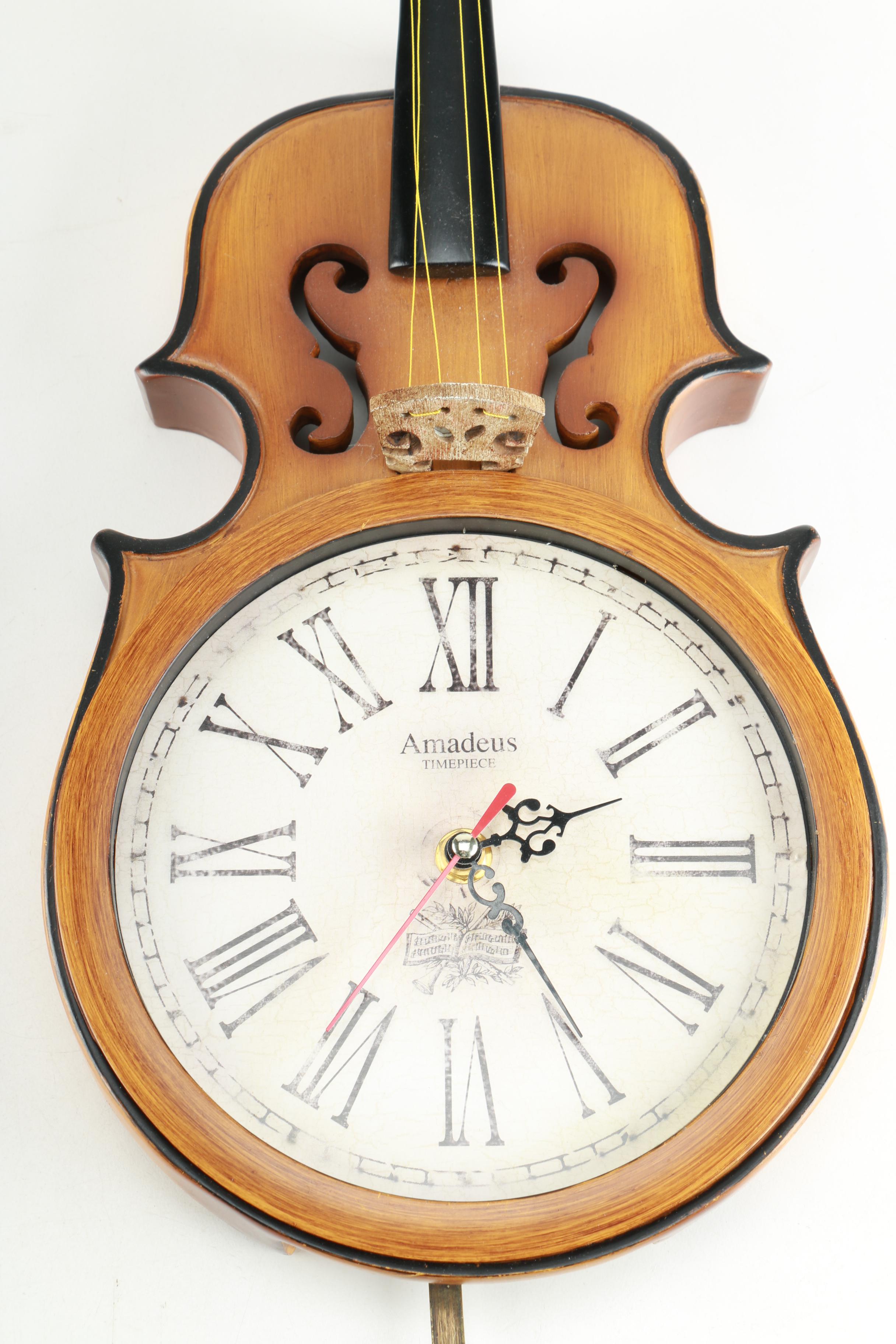 Violin Clock With Pendulum | EBTH