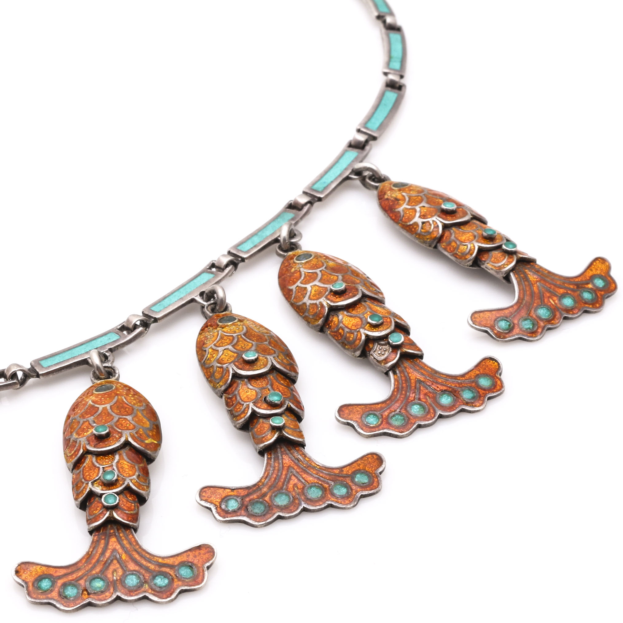 Sterling Margot de Taxco Enameled Fish Necklace | EBTH