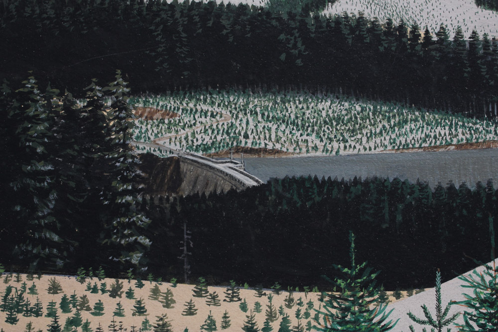 Stan Galli 1954 Gouache on Board Painting "Elk Herd & Dam" | EBTH