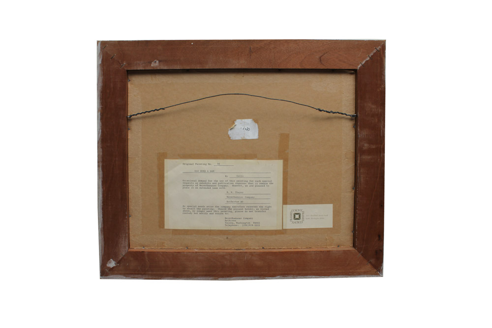 Stan Galli 1954 Gouache on Board Painting "Elk Herd & Dam" | EBTH