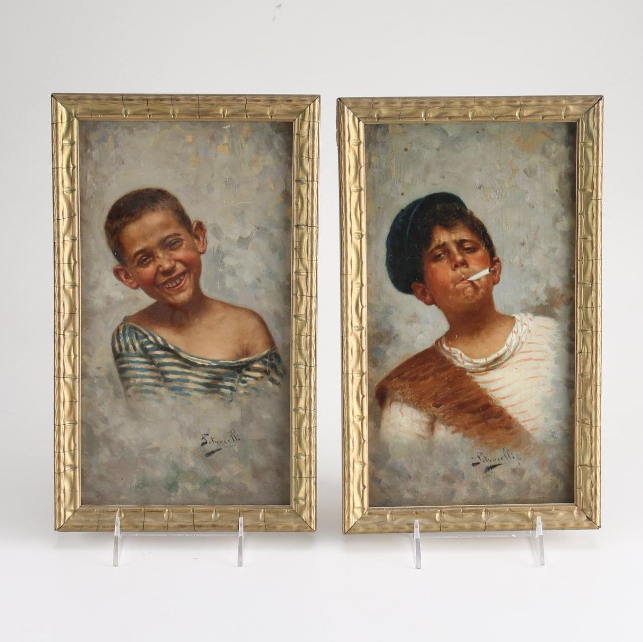 Arturo Petrocelli Oil on Board Portraits of Neapolitan Boys | EBTH