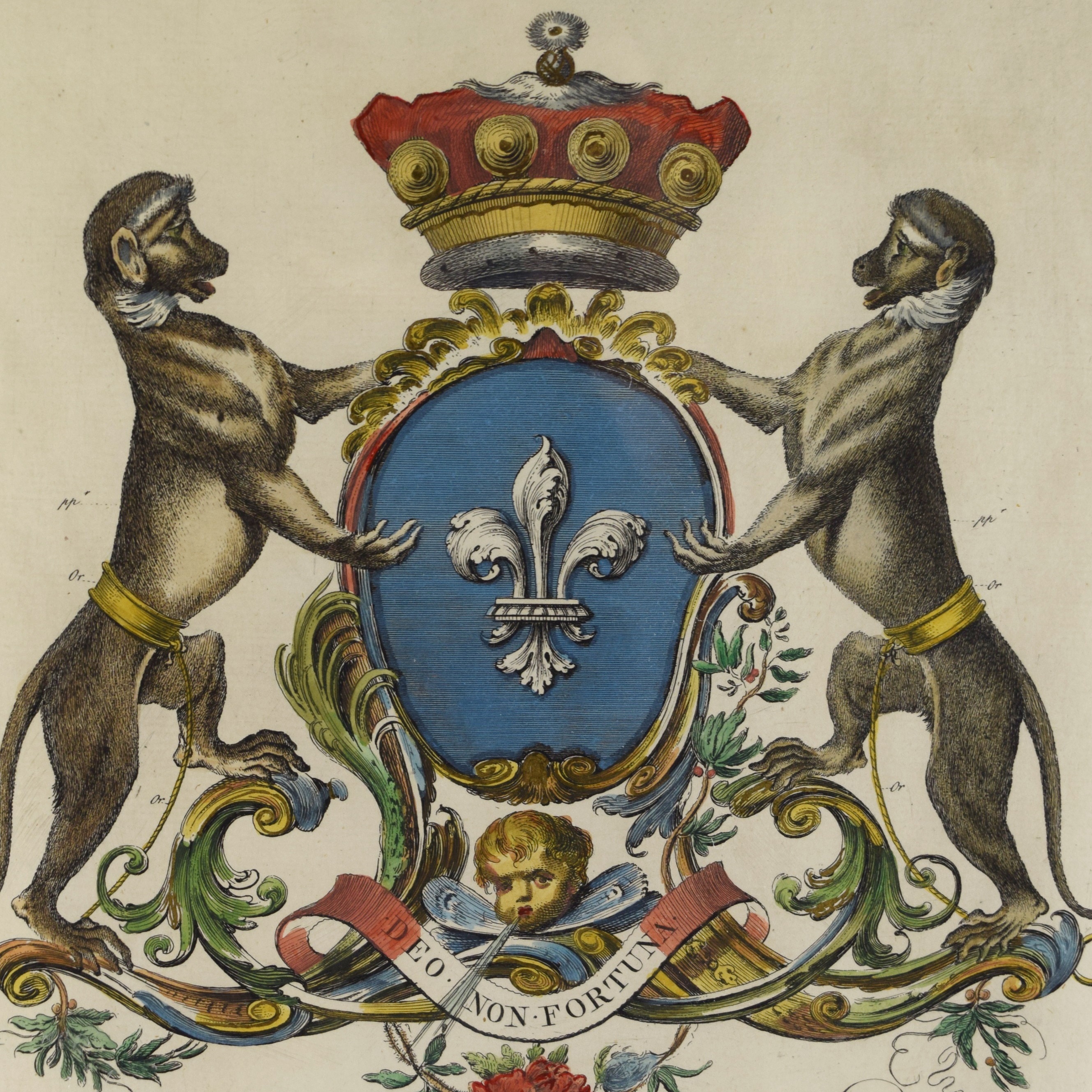 18th Century Hand Colored English Heraldic Bookplate, Henry Digby | EBTH