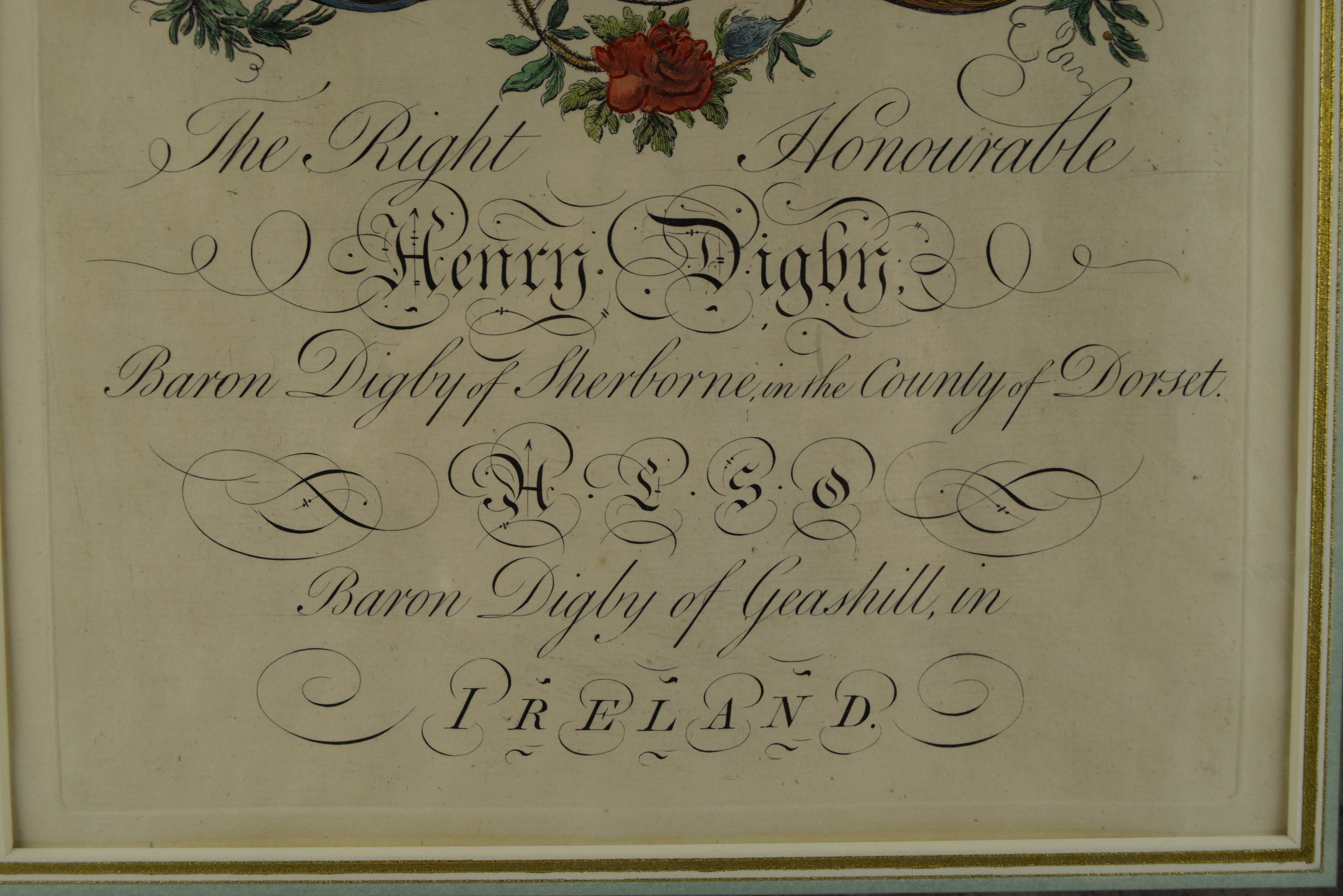 18th Century Hand Colored English Heraldic Bookplate, Henry Digby | EBTH