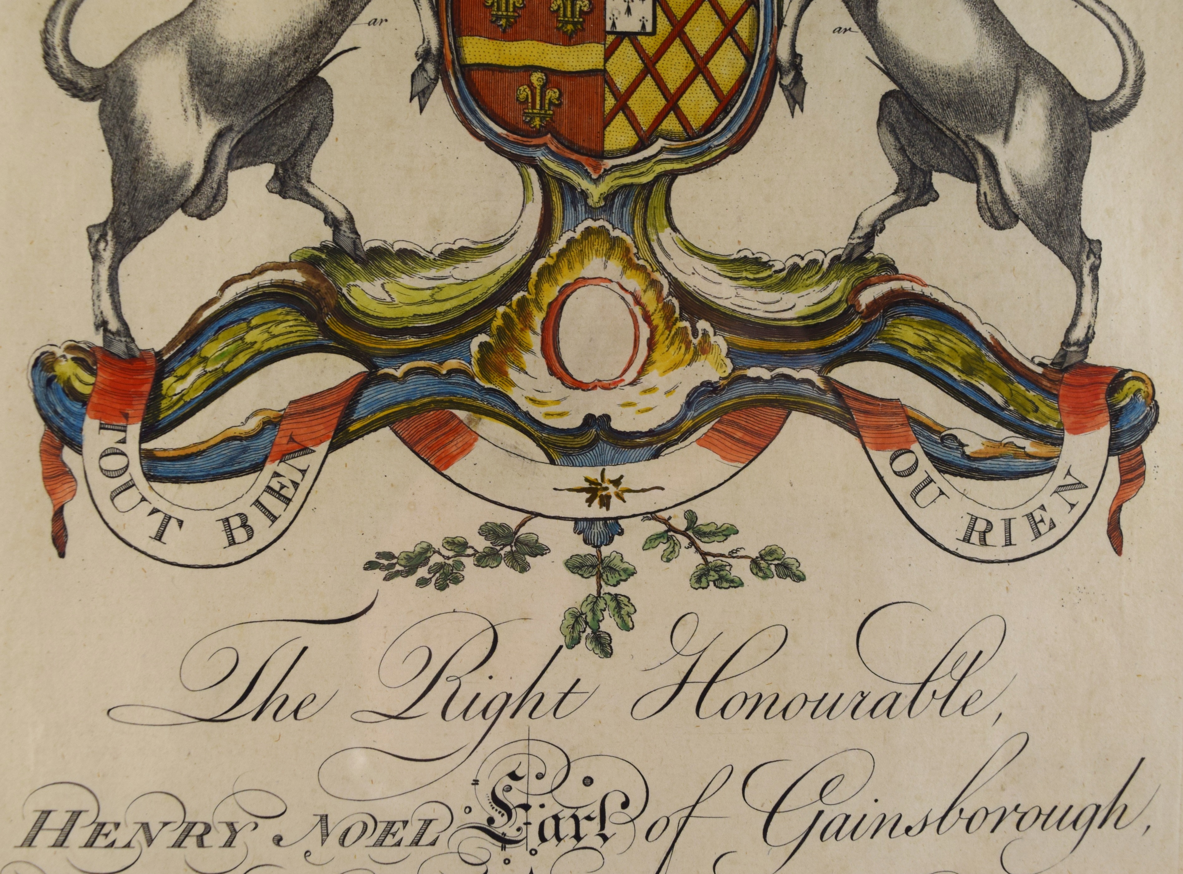 18th Century English Hand Colored Heraldic Engraving | EBTH