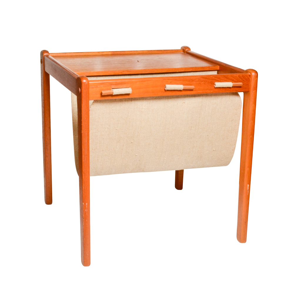 Wood and Canvas Book Sling Bedside Table | EBTH