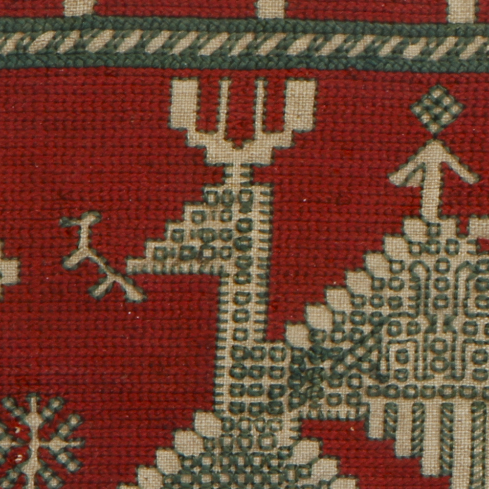 Framed Primitive Needlepoint of Birds in a Field | EBTH