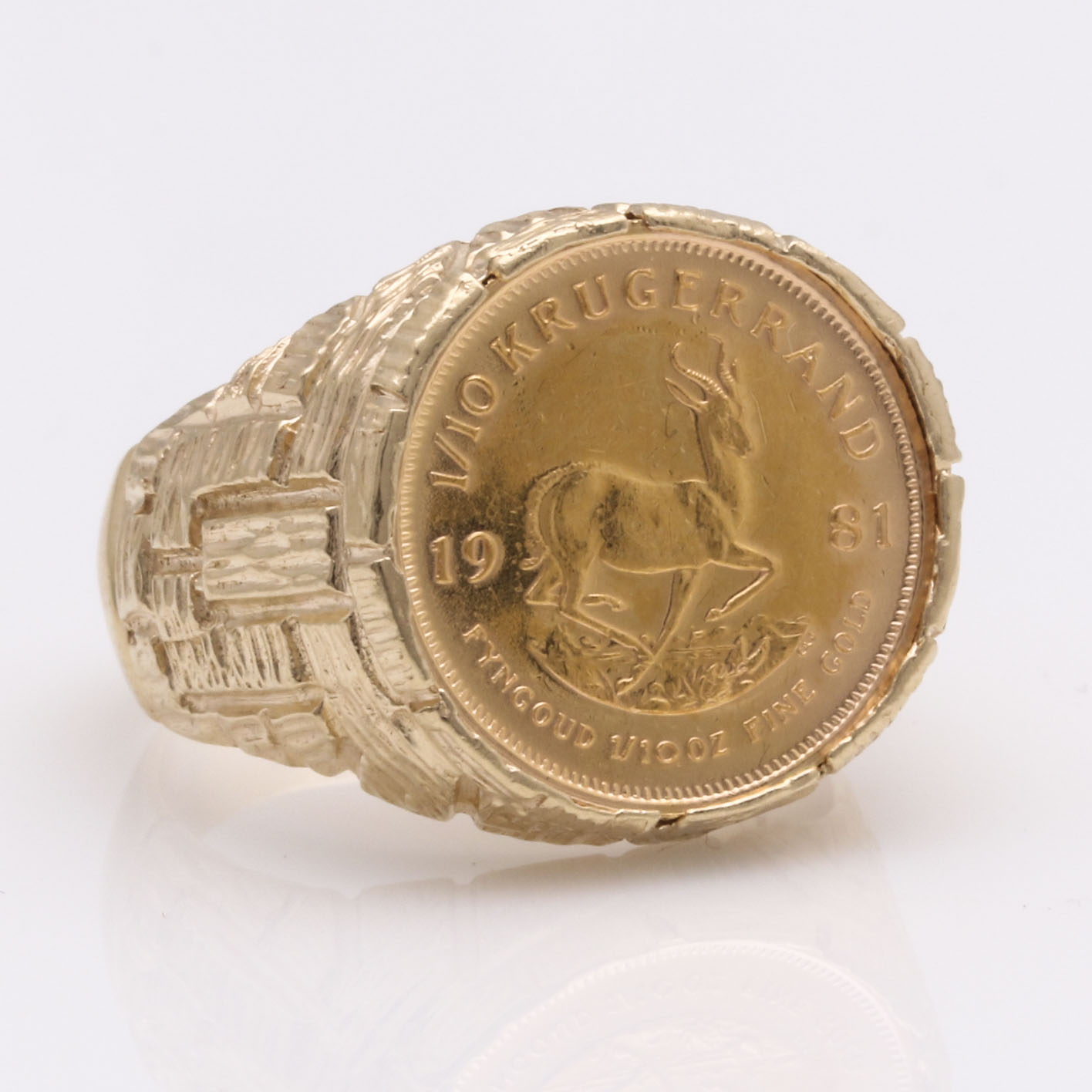 14K Yellow Gold 1/10 Krugerrand Coin Ring | EBTH