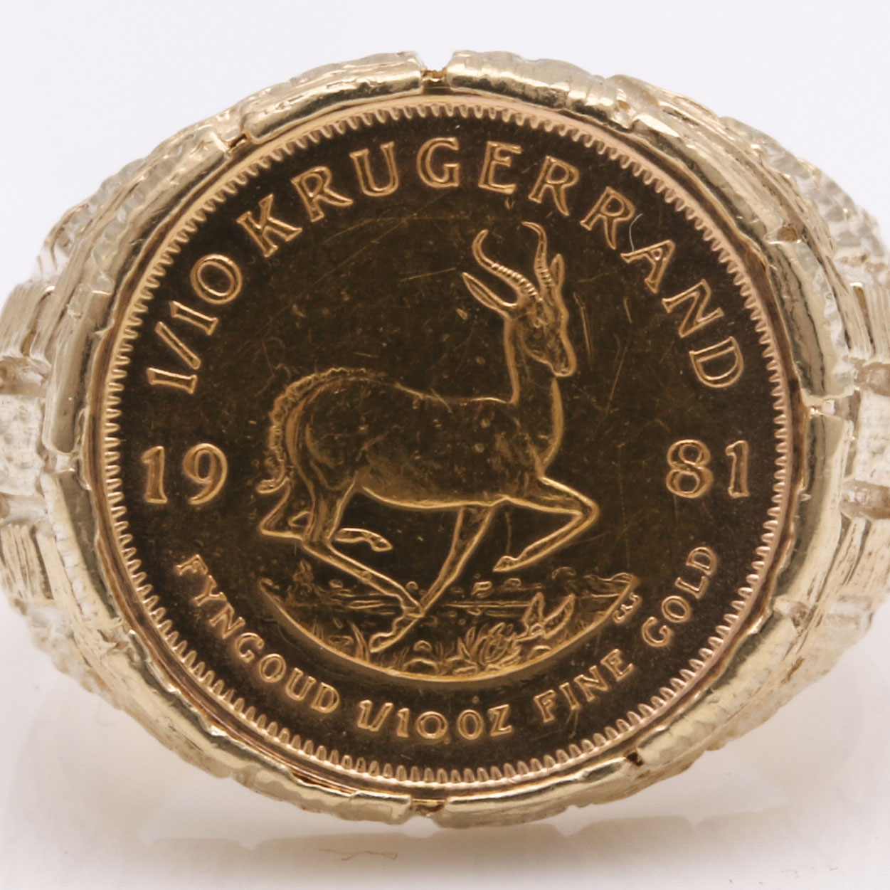 14K Yellow Gold 1/10 Krugerrand Coin Ring | EBTH