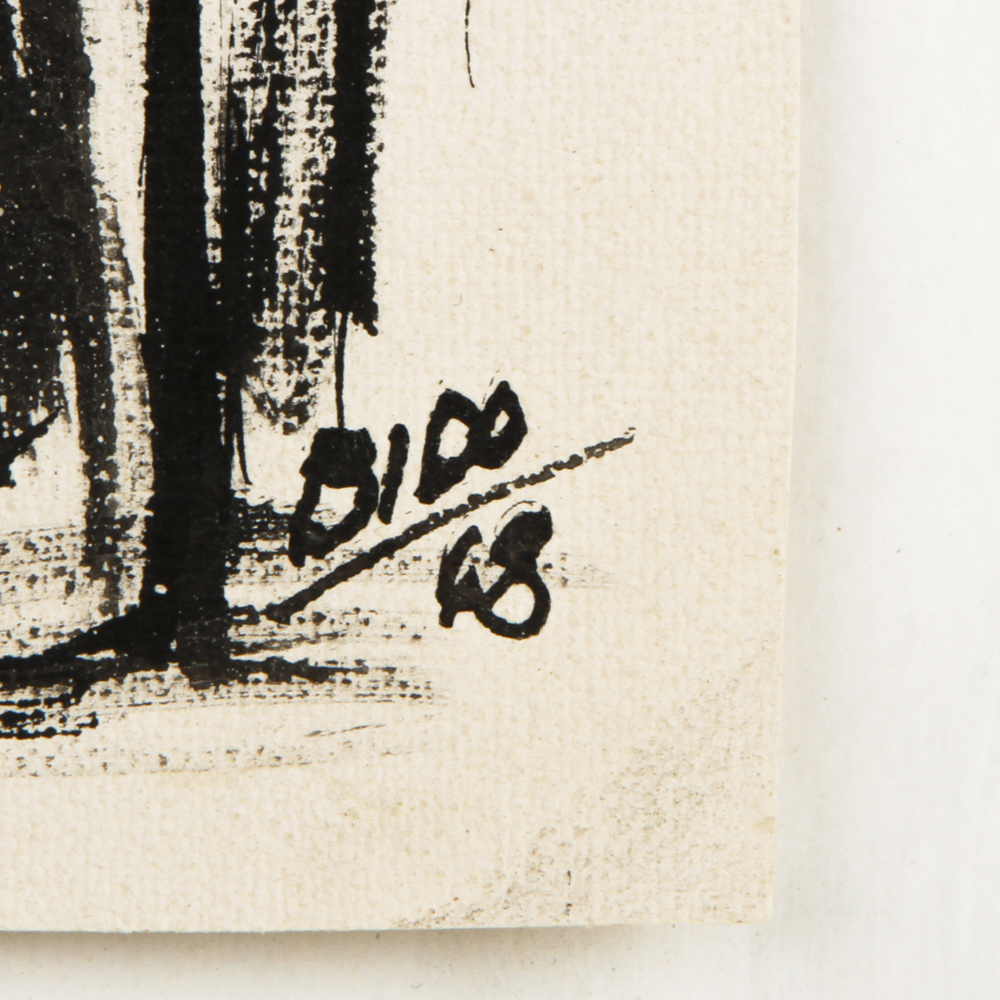 Cándido Bidó Signed Pen and Ink Drawing on Board | EBTH