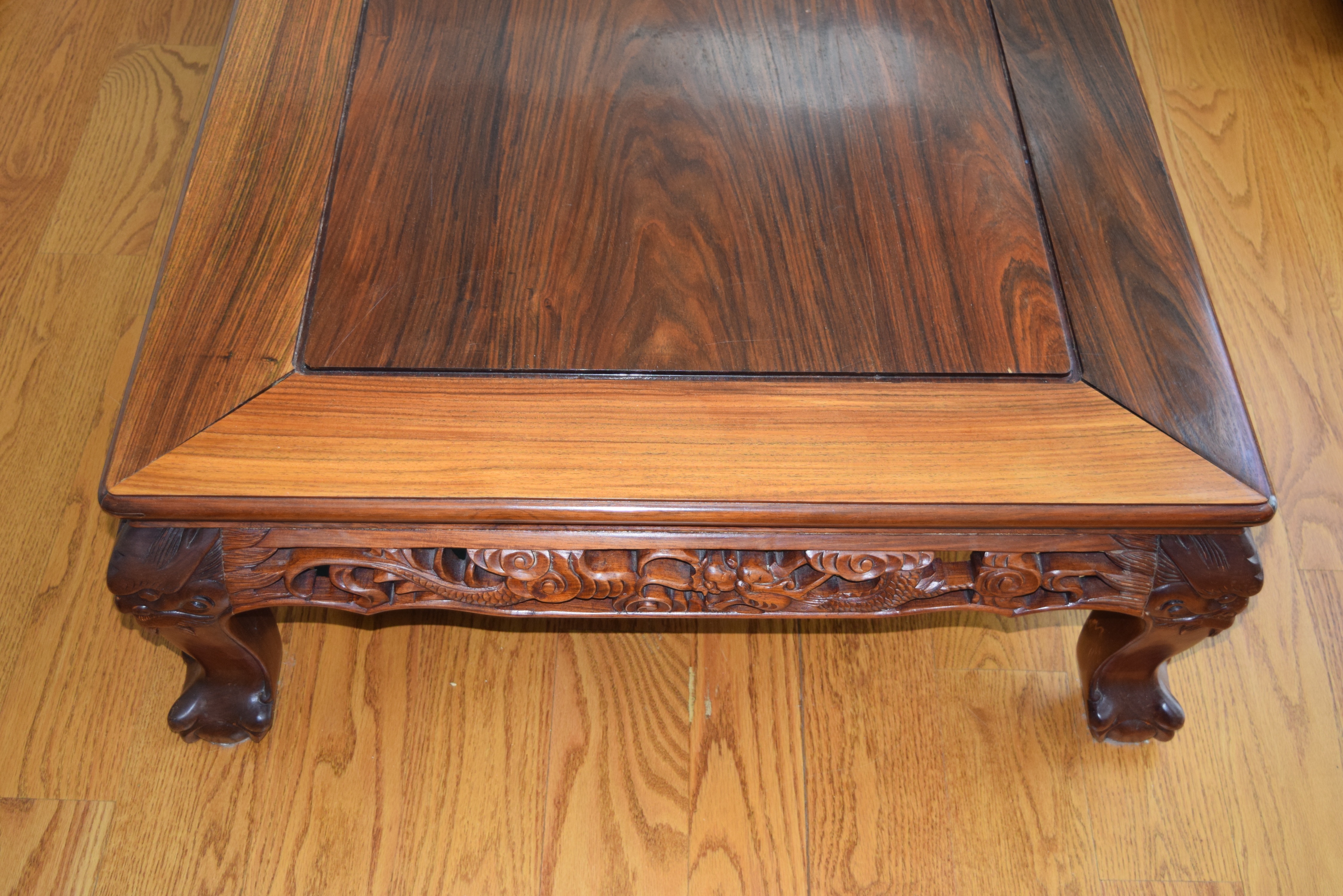 Chinese Opium Coffee Table with Carved Dragons at the Apron | EBTH