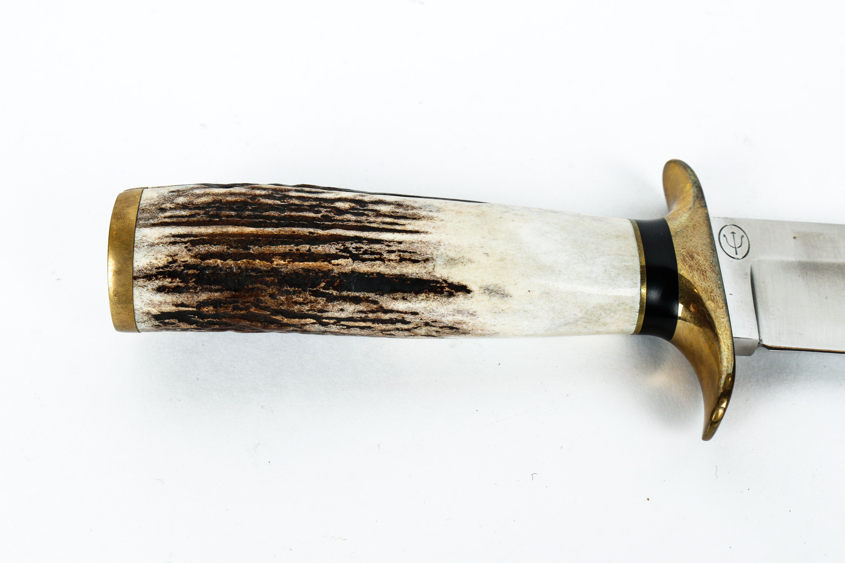 Custom Knife by G.W. Stone with Horn Handle and Brass Details with ...