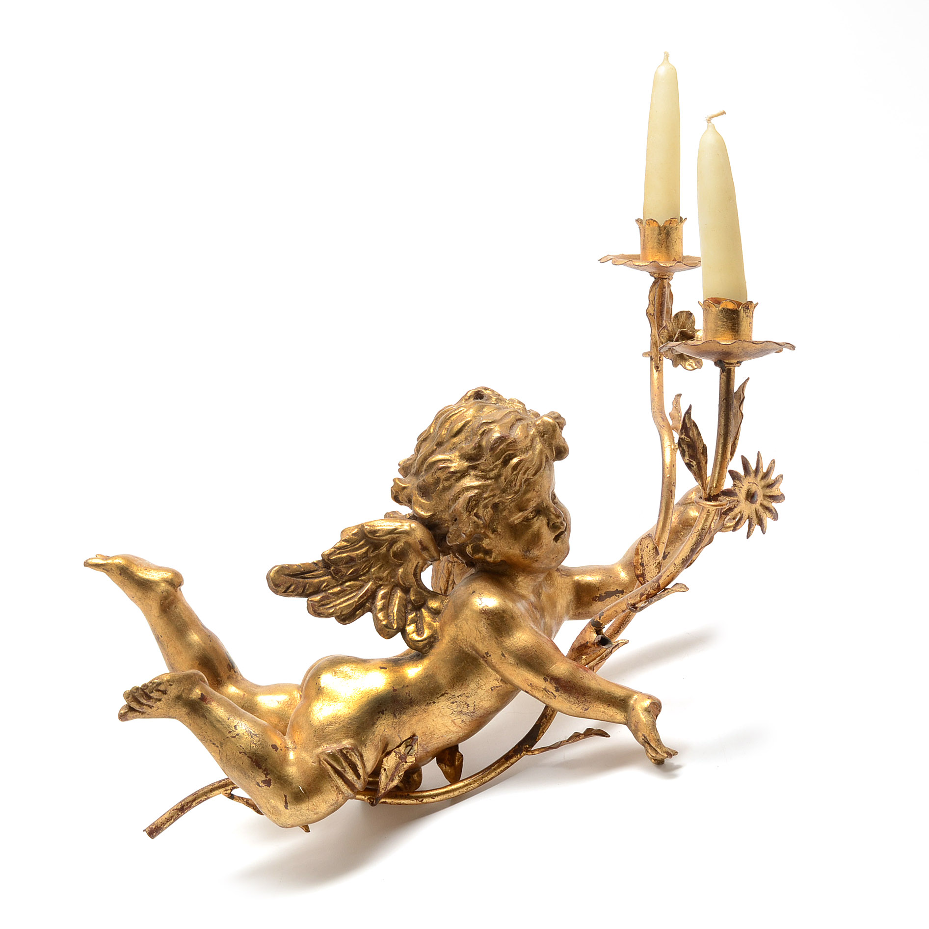 Pair of Wall-Mounted Cupid Candelabras | EBTH