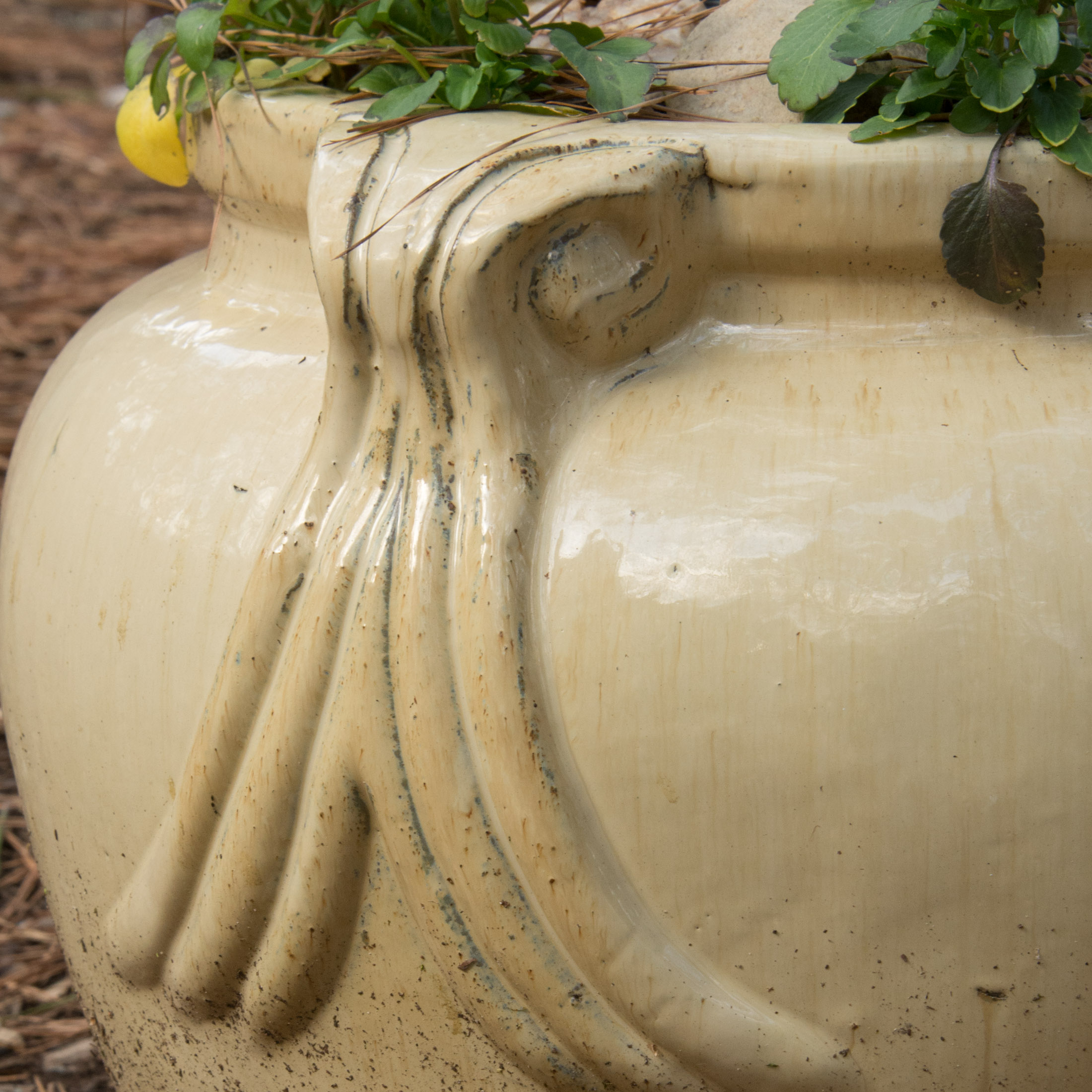 Large Outdoor Yellow Pottery Planter | EBTH
