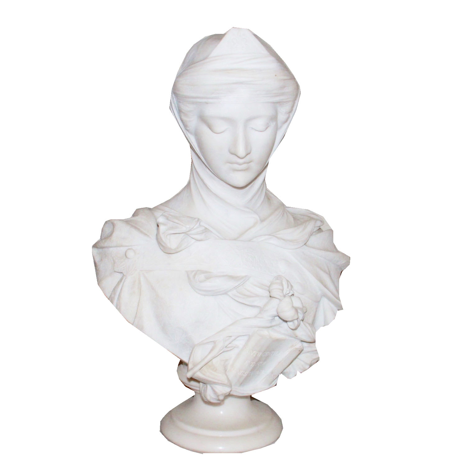 19th Century Saul Fanfani White Carrara Marble Bust of Donna Angelicata ...