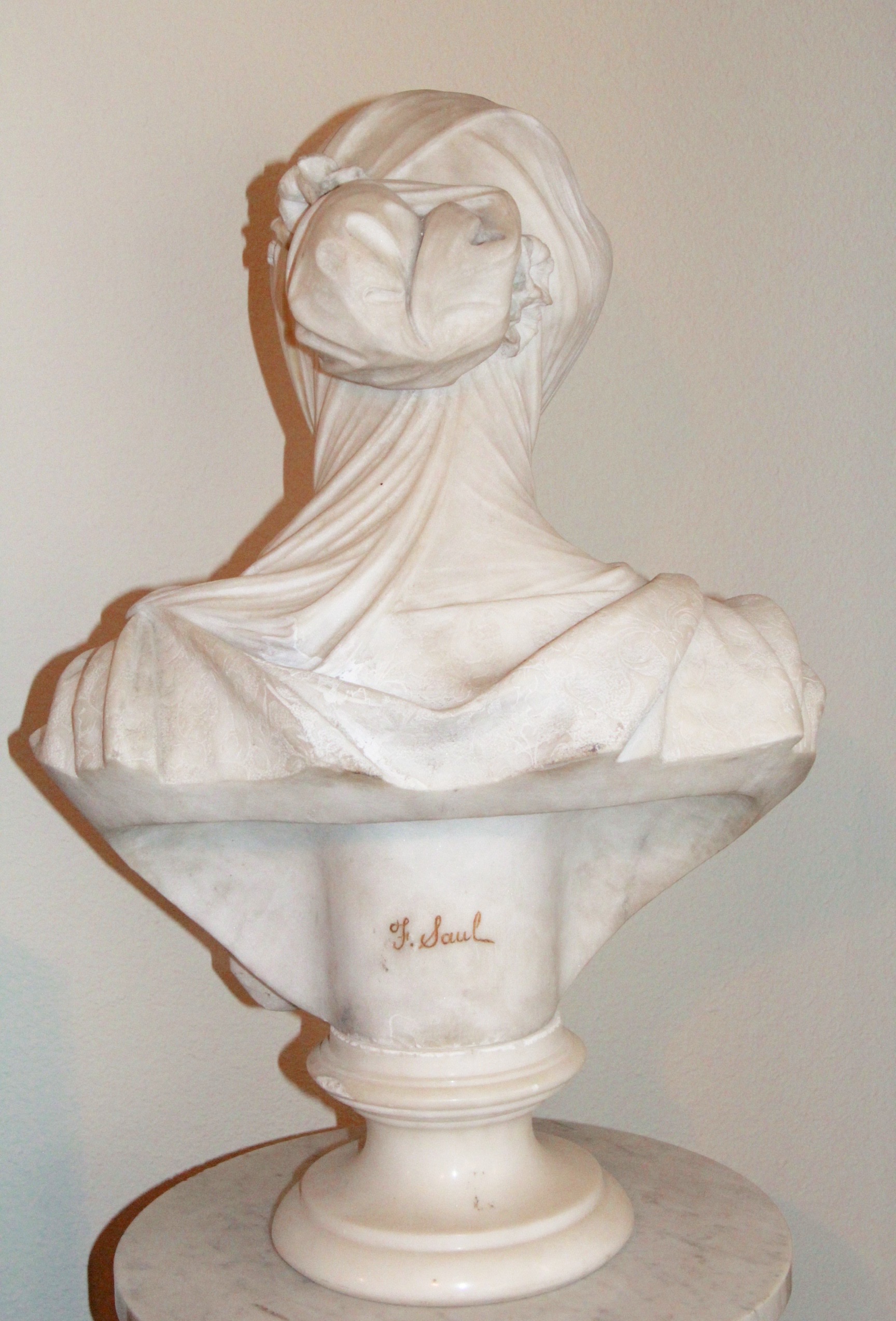 19th Century Saul Fanfani White Carrara Marble Bust of Donna Angelicata ...