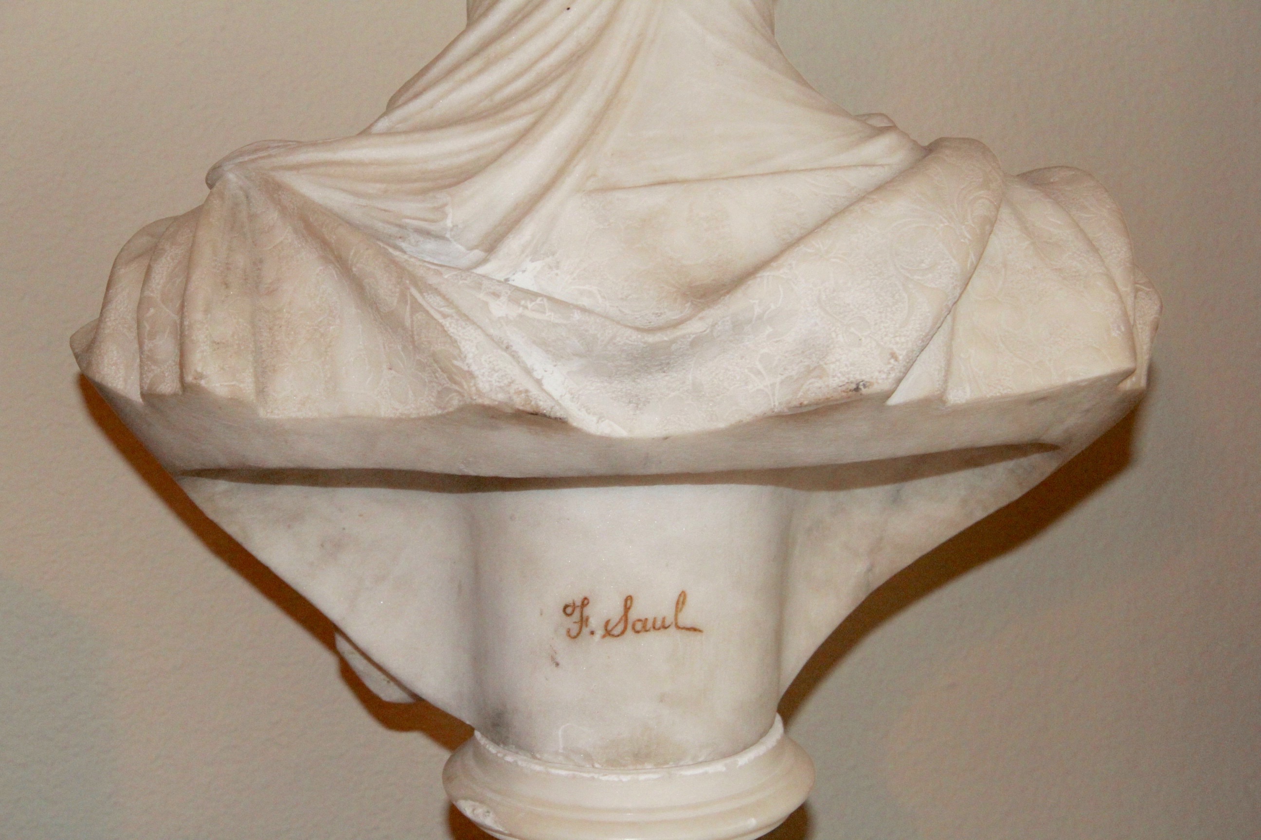 19th Century Saul Fanfani White Carrara Marble Bust of Donna Angelicata ...