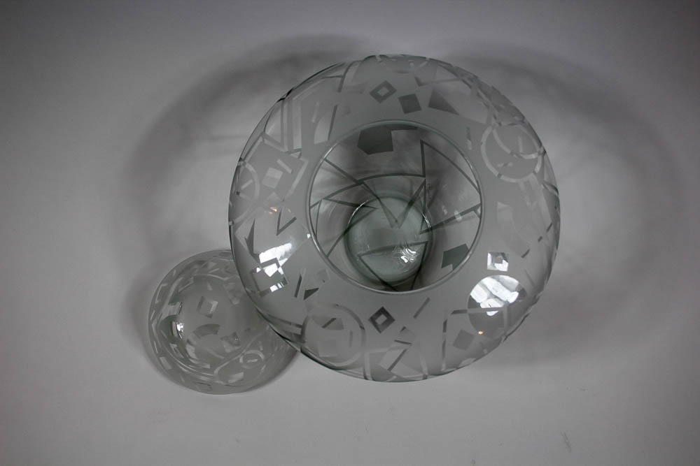Signed Art Glass Lidded Vase | EBTH