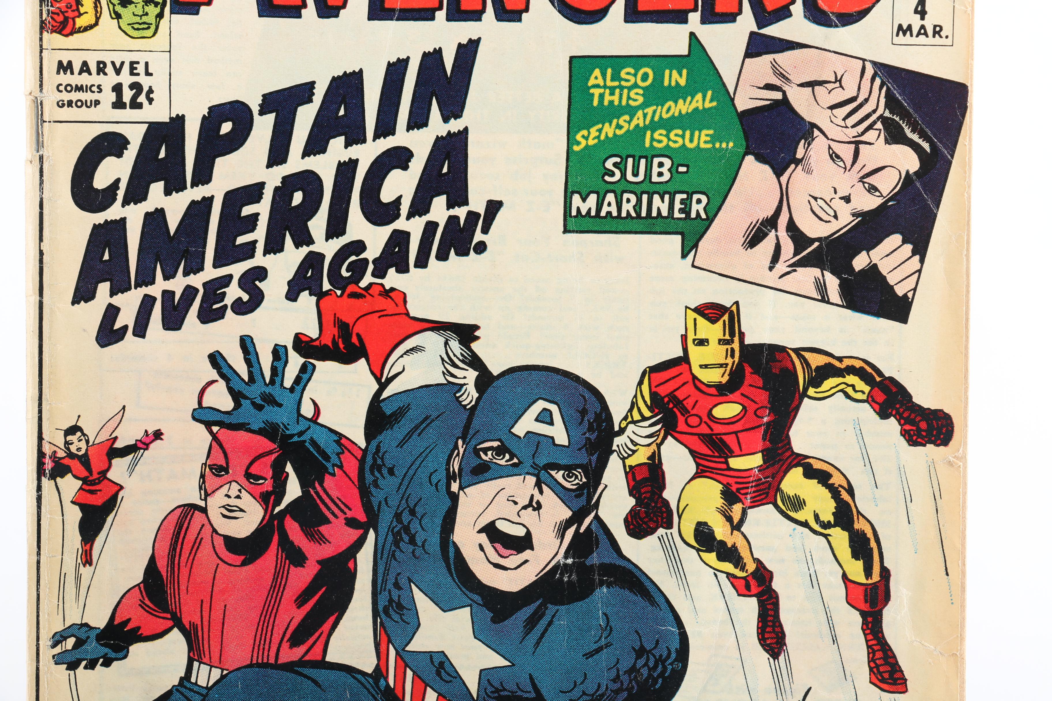 1964 "The Avengers" Issue #4 With Formal Reintroduction of Captain ...