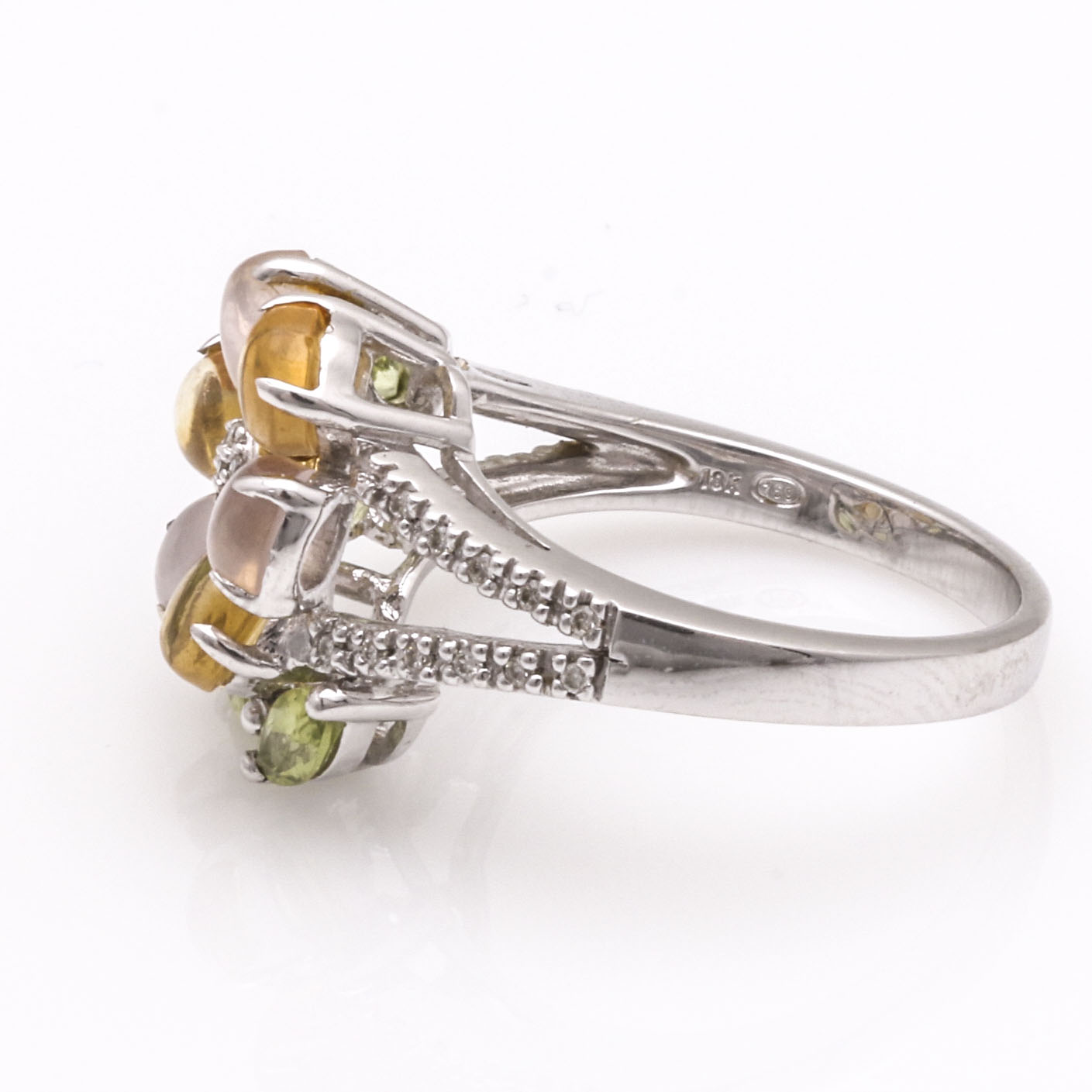 18K White Gold Floral Gemstone Ring | EBTH