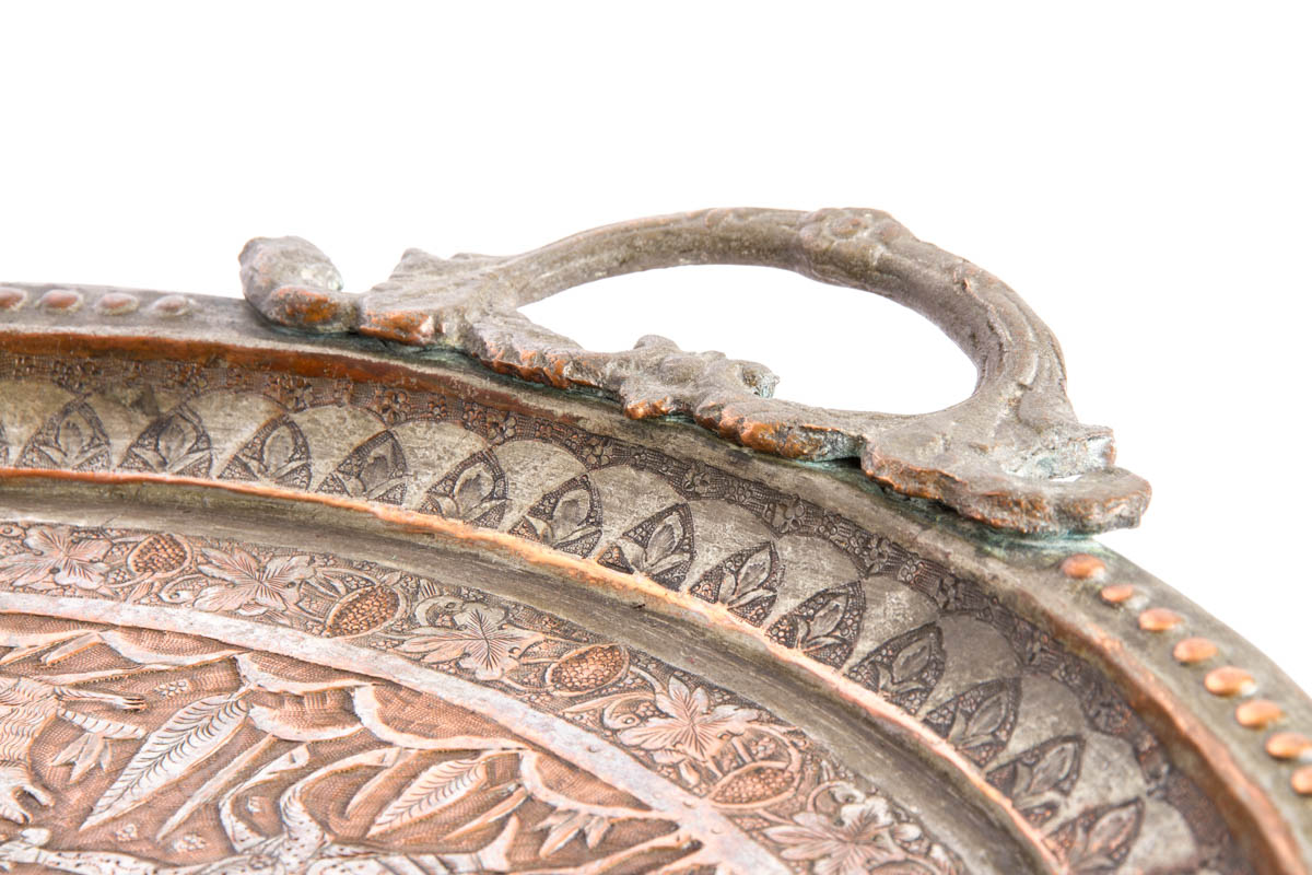 Persian Style Brass and Copper Serving Tray | EBTH