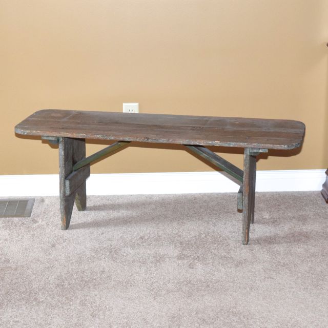 Antique Rustic Pine Bench | EBTH