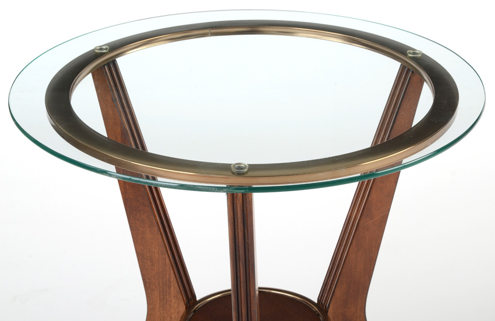 Pair of Modern Style Glass Top Side Tables | EBTH