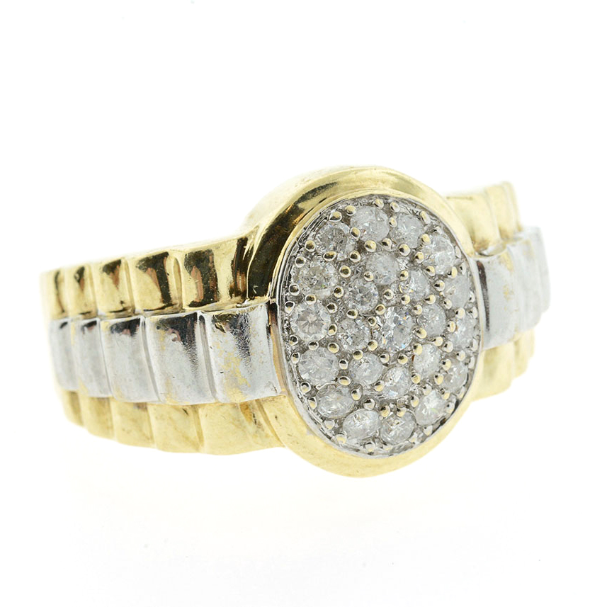 Men's Gold and Diamond Rolex Style Ring | EBTH