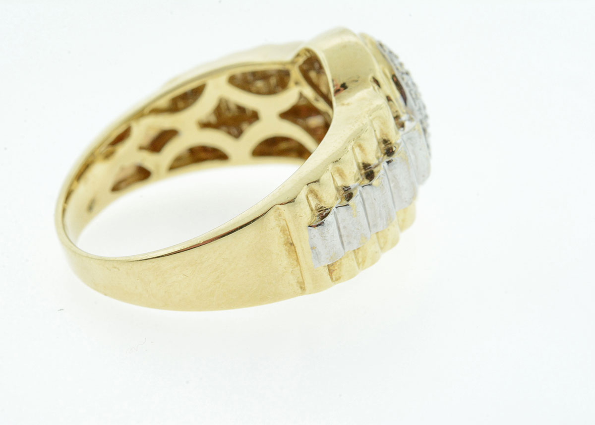 Men's Gold and Diamond Rolex Style Ring | EBTH