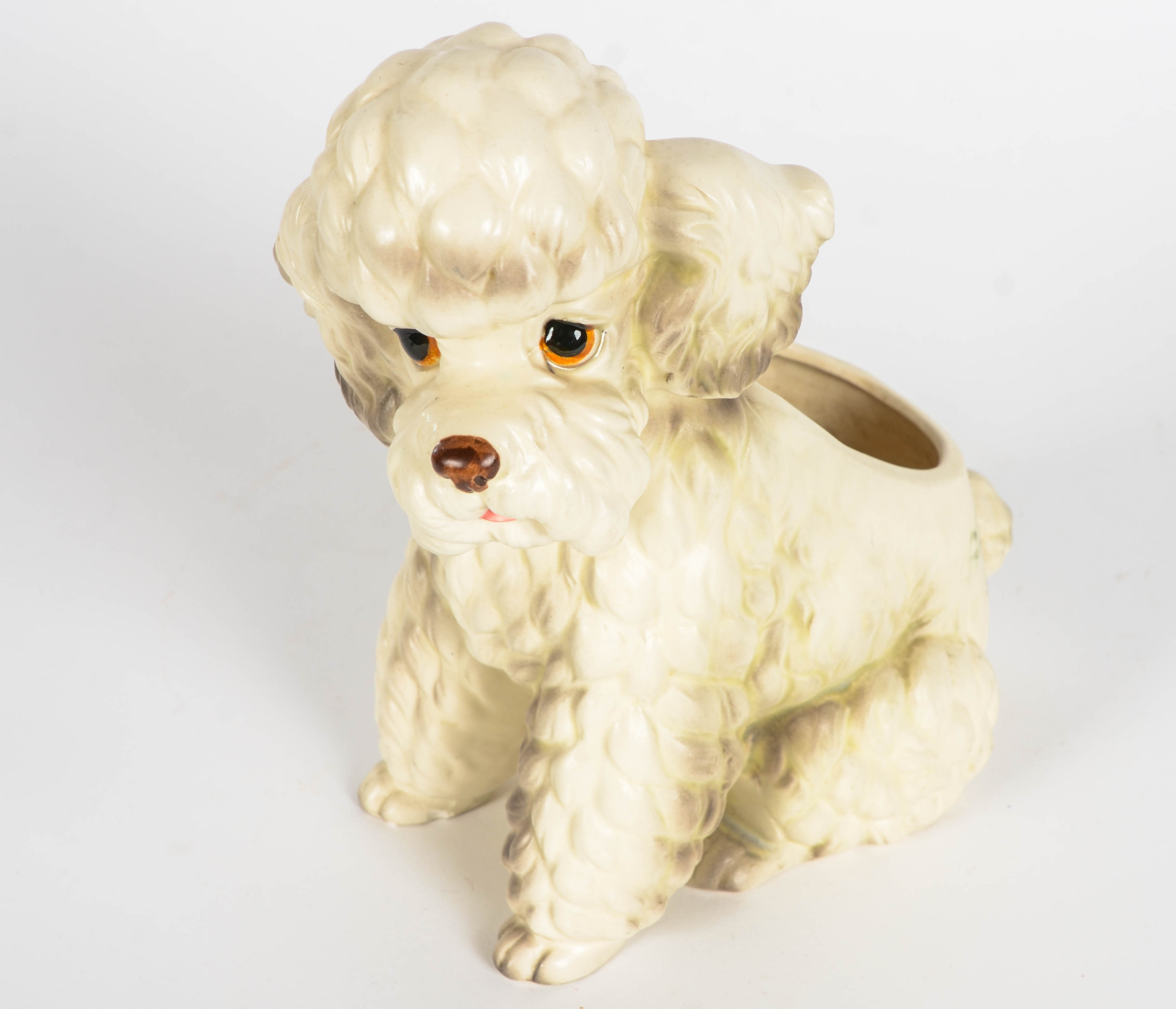 Ceramic Poodle Planter and Black Stone Owl | EBTH