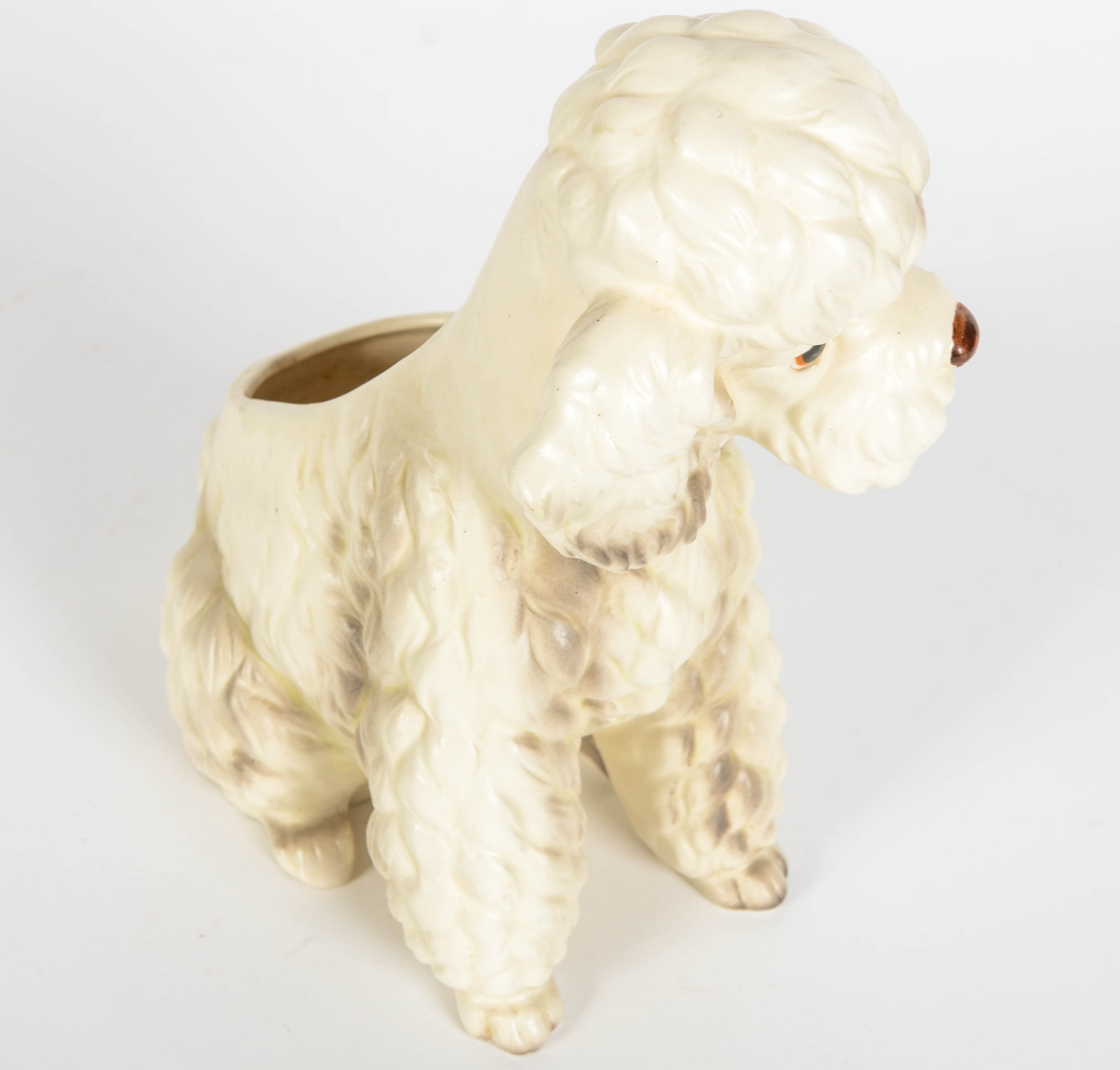 Ceramic Poodle Planter and Black Stone Owl | EBTH