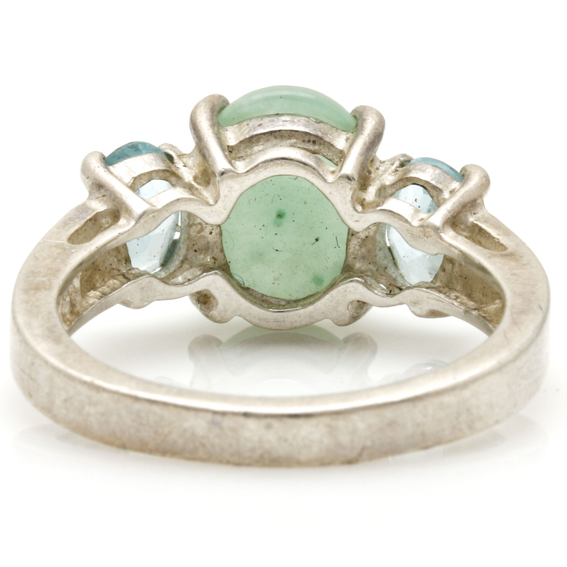 Avon Sterling Silver Blue Topaz and Jadeite Ring | EBTH