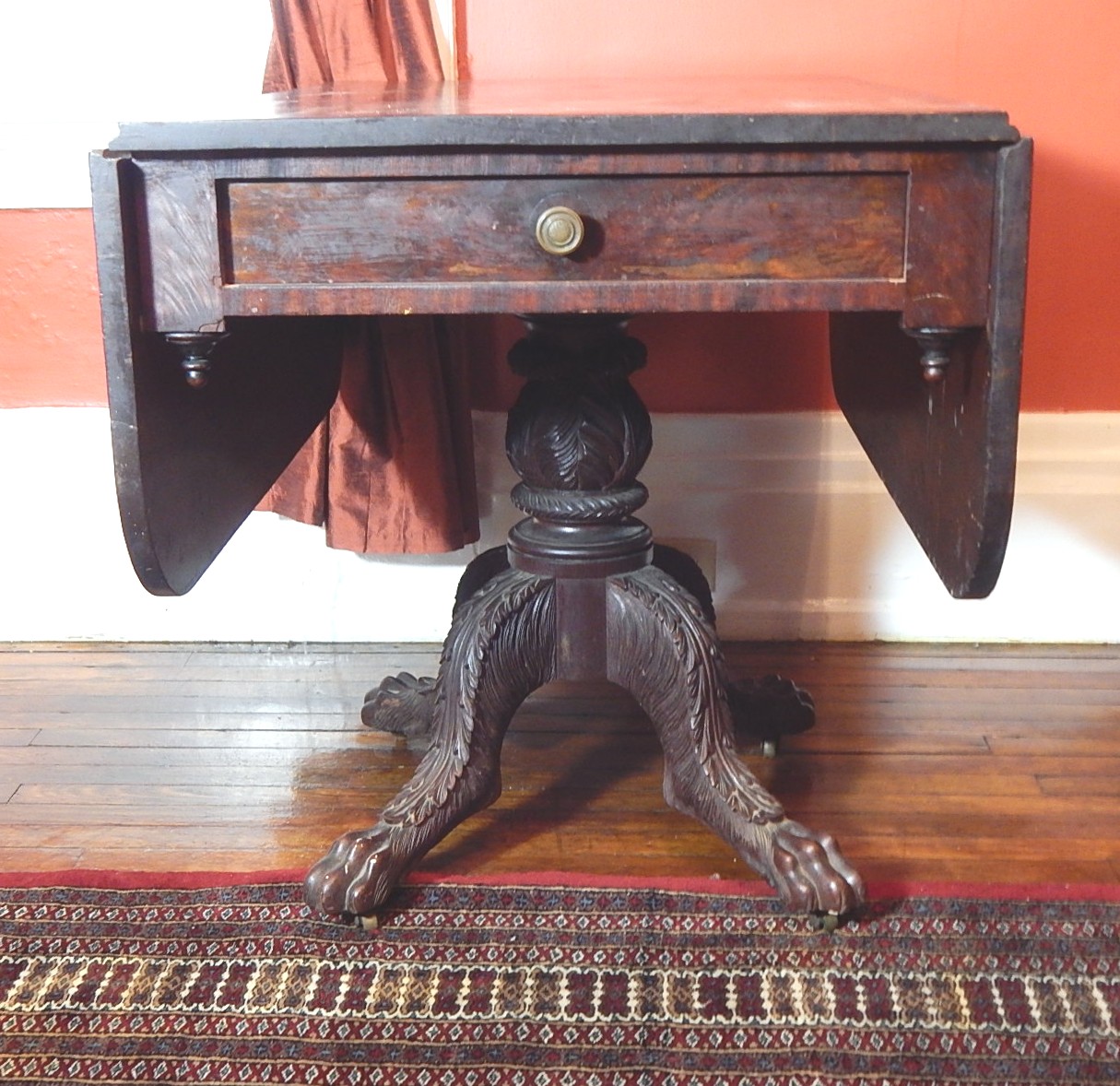 Project Federal Mahogany Drop Leaf Table with Claw Feet | EBTH