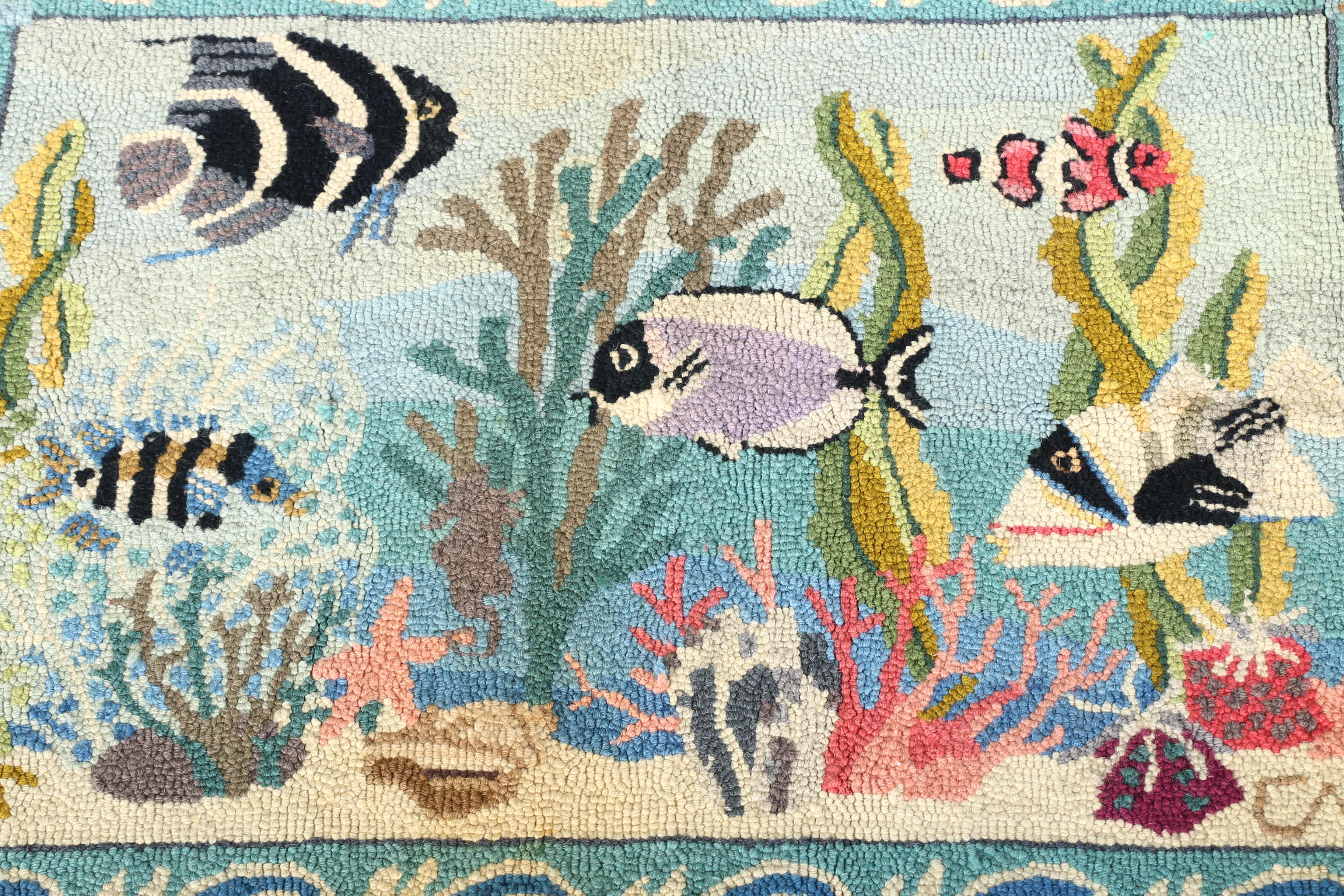 Pair of Claire Murray Hand Hooked Pictorial Rugs | EBTH