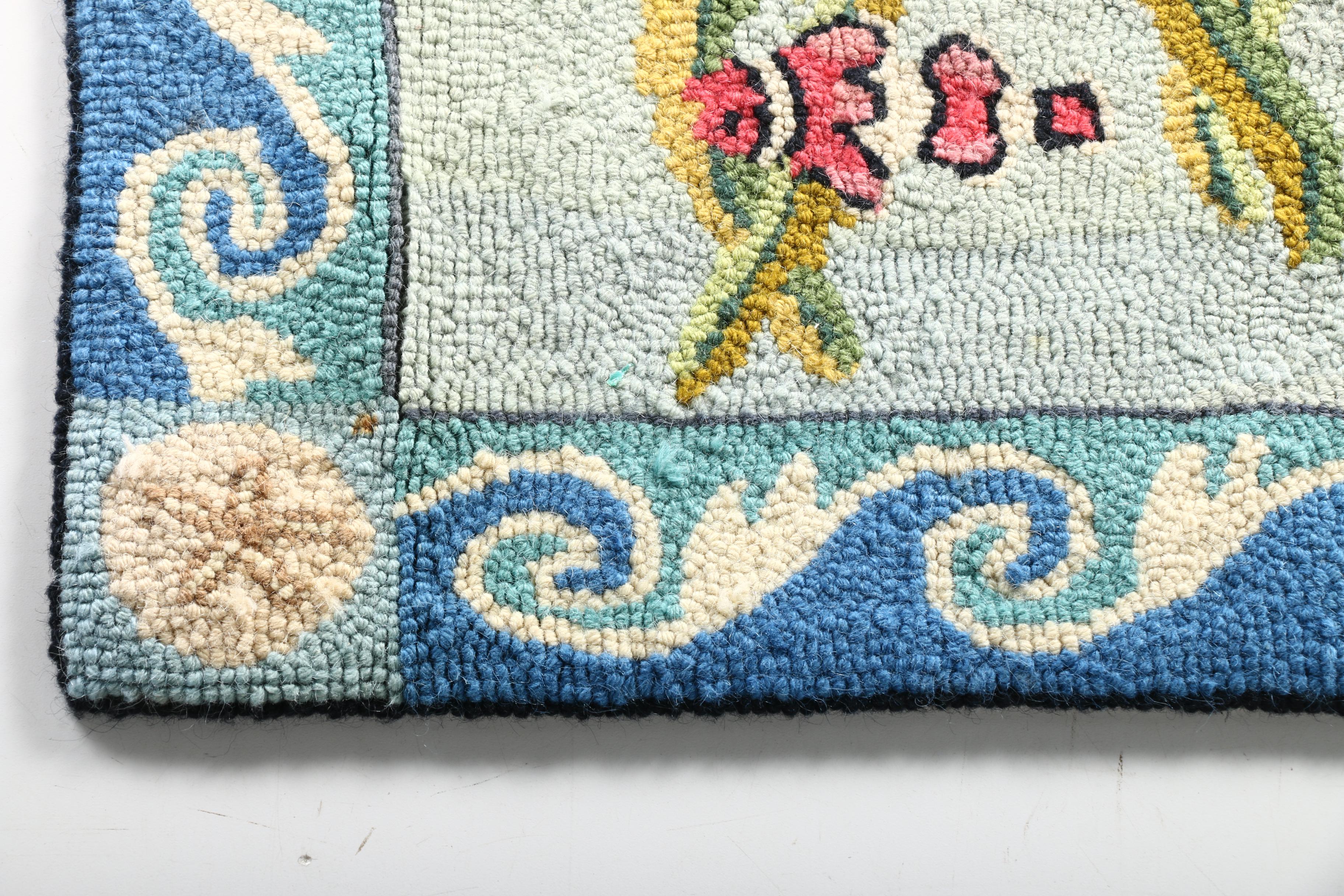 Pair of Claire Murray Hand Hooked Pictorial Rugs | EBTH