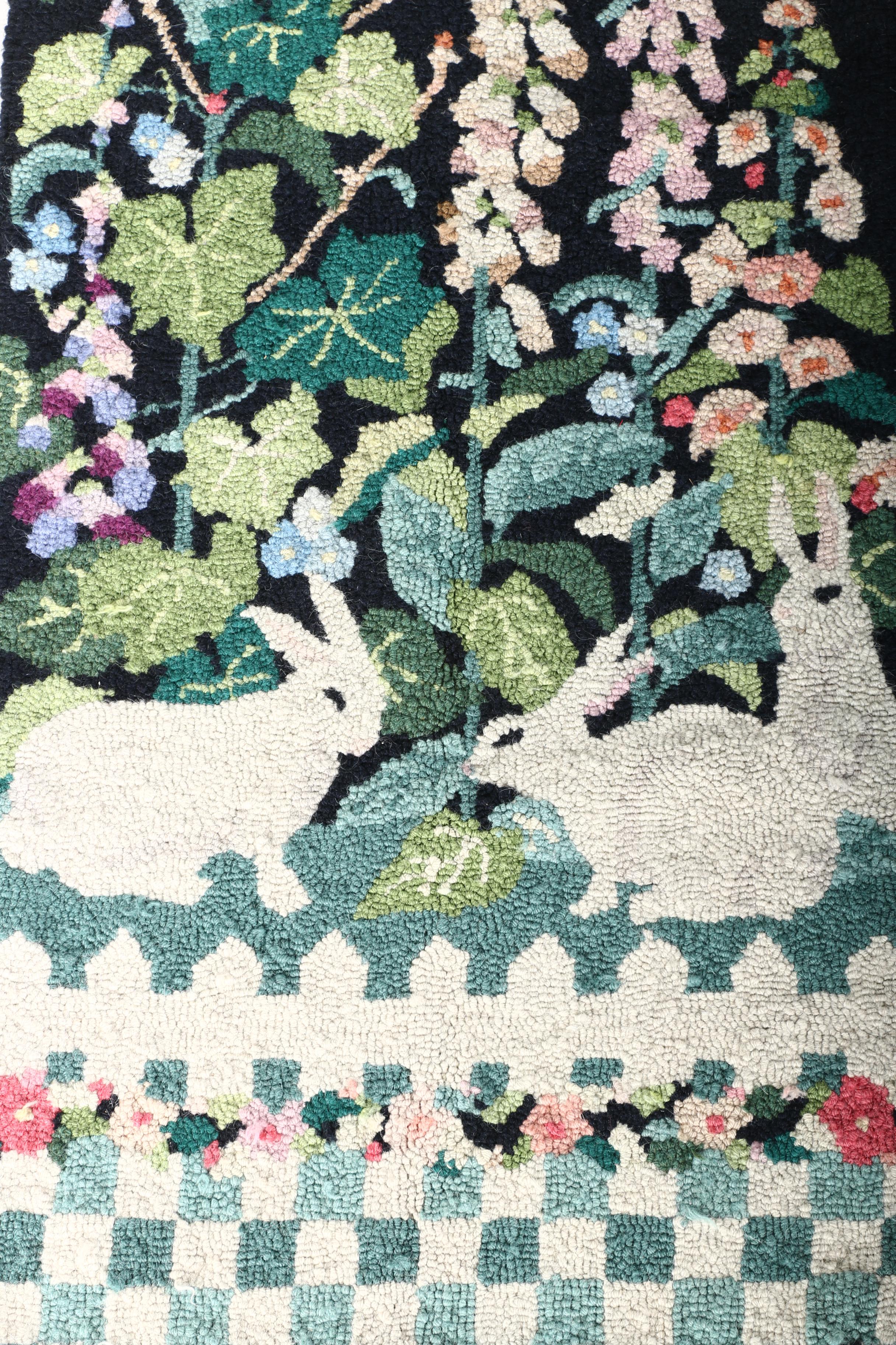 Pair of Claire Murray Hand Hooked Pictorial Rugs | EBTH