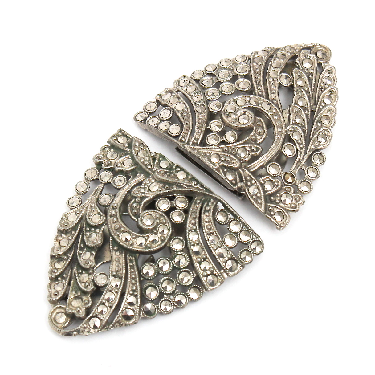 Art Deco Marcasite Gemstone Dress Clips | EBTH