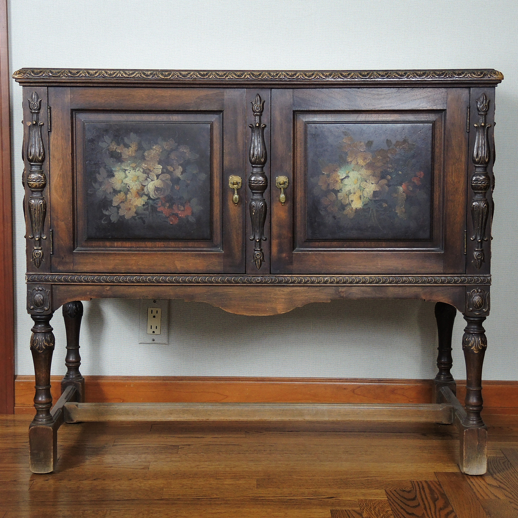 Hand Painted Antique Mahogany Server | EBTH