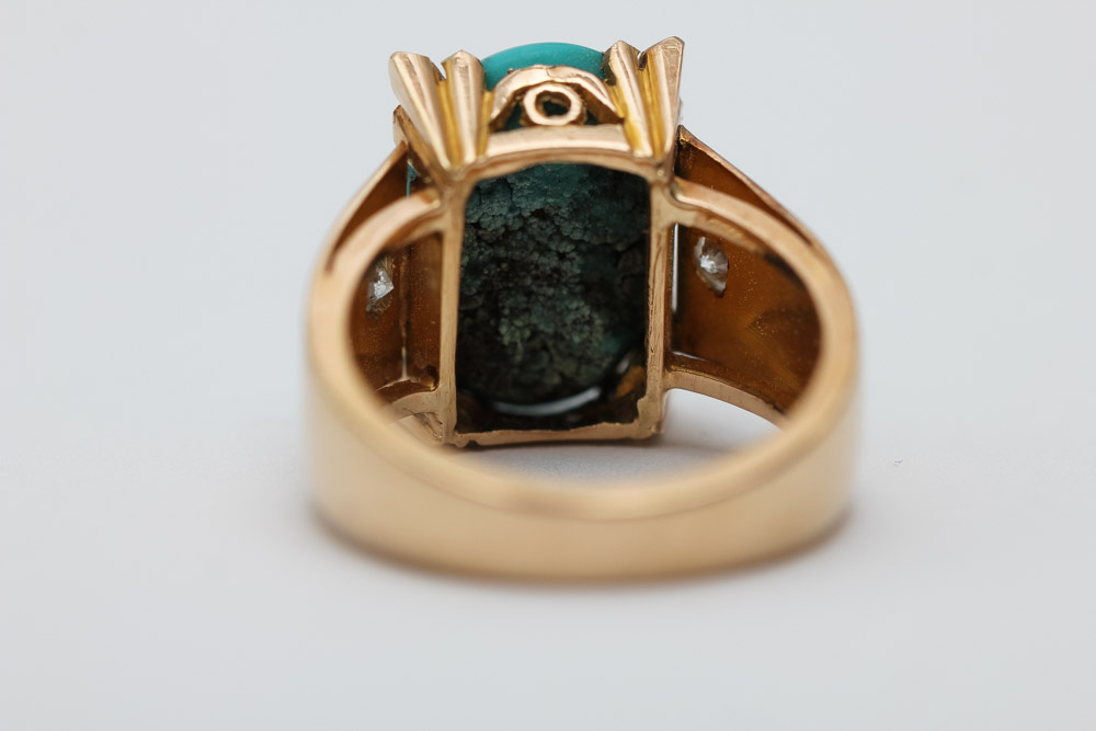 18K Gold Turquoise and Diamond Ring | EBTH