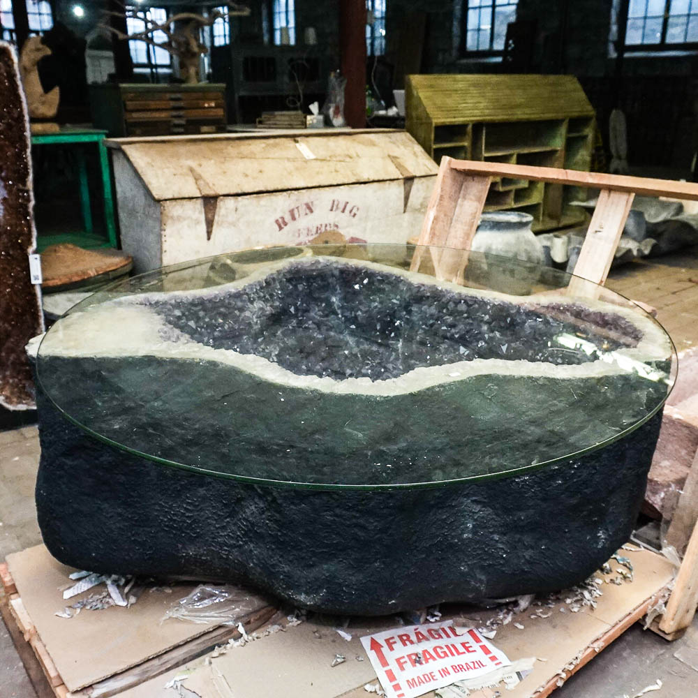 Amethyst Geode Table with Round Glass Top | EBTH