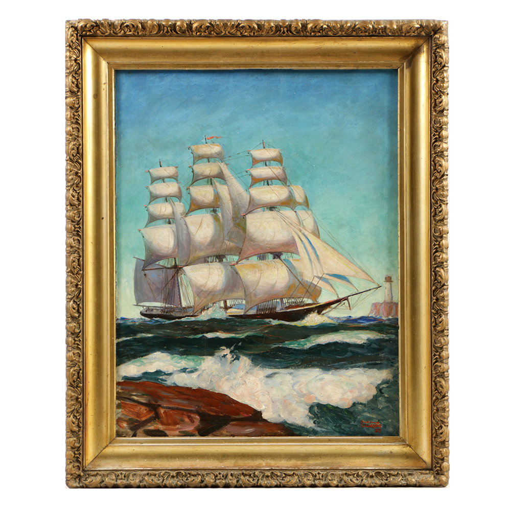 Horace Gilmore Oil Painting on Canvas "Clippership at Sail" | EBTH