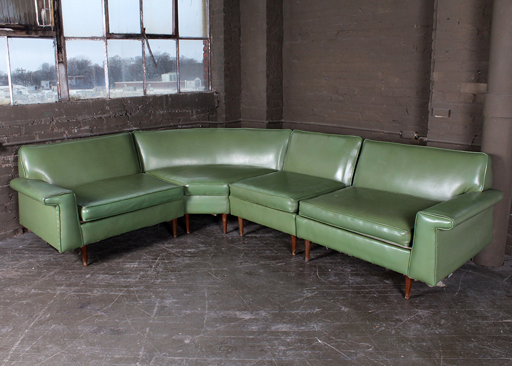 Mid-Century Modern Green Vinyl Sectional | EBTH
