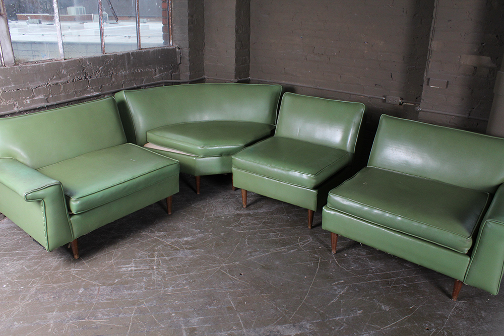 Mid-Century Modern Green Vinyl Sectional | EBTH