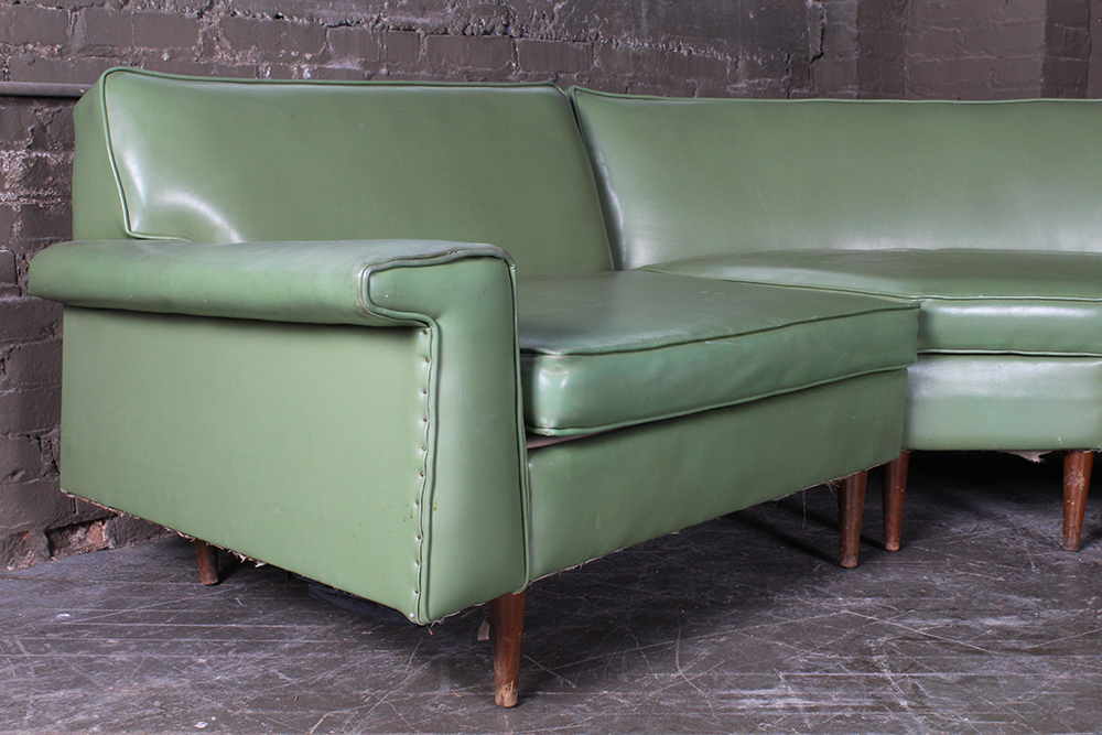 Mid-Century Modern Green Vinyl Sectional | EBTH