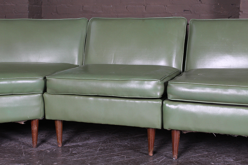Mid-Century Modern Green Vinyl Sectional | EBTH