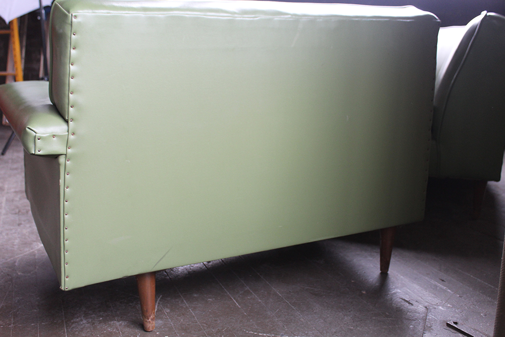 Mid-Century Modern Green Vinyl Sectional | EBTH