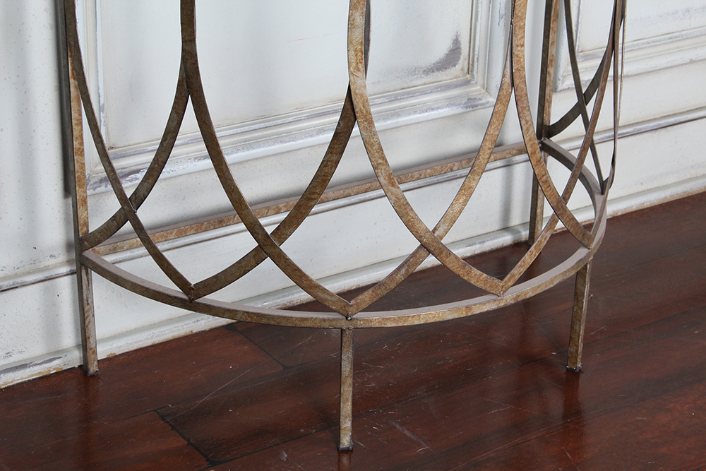 Hollywood Regency Style Mirror Topped Demi-Lune Foyer Table | EBTH